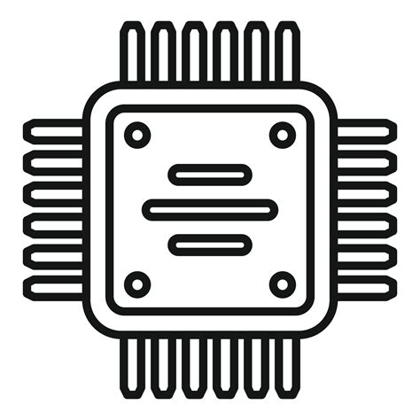 Computer Cpu Icon Outline Vector Circuit Chip 15109096 Vector Art At