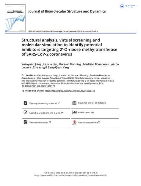 Pdf Structural Analysis Virtual Screening And Molecular Simulation To Identify Potential
