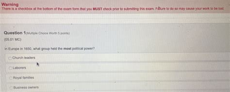 Solved Warning There Is A Checkbox At The Bottom Of The Exam Form That