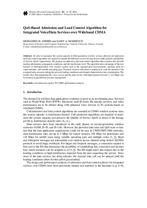 Pdf Qos Based Admission And Load Control Algorithm For Integrated