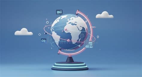 globe with data visualization orbiting for worldwide connectivity concept stock illustration
