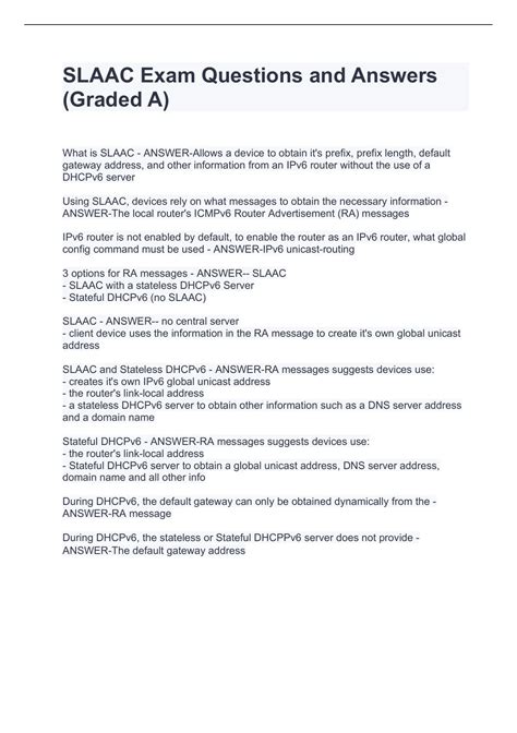 SLAAC Exam Questions And Answers Graded A SLAAC Stuvia US