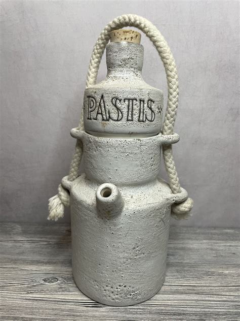 Fontaine à Pastis Vallauris Signé Hc Pour Henri Cimal Gris Céramique