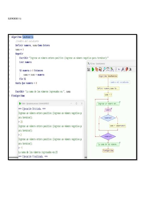 Ejercicio Algorittmos SEM EJERCICIO Algoritmo SumaNumeros Nombre Del Estudiante