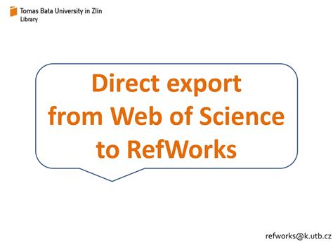 Direct Export Web Of Science To Refworks Ppt