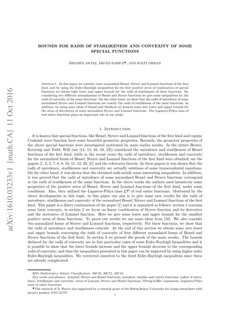 Pdf Bounds For Radii Of Starlikeness And Convexity Of Some Special Functions
