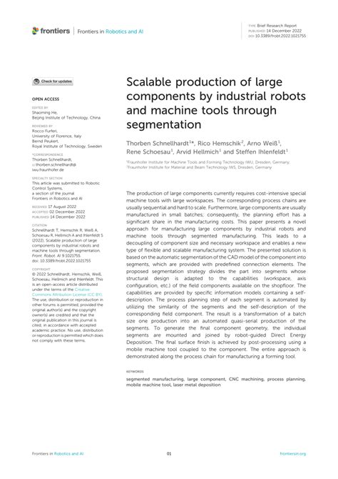 Pdf Scalable Production Of Large Components By Industrial Robots And