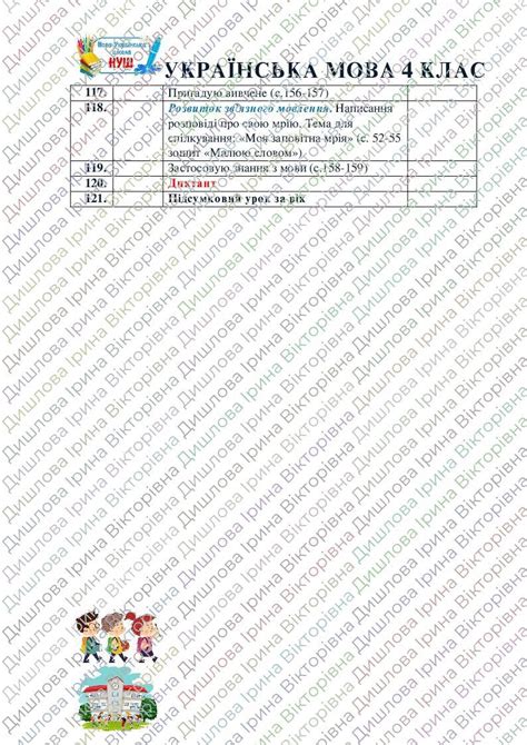 Календарно тематичне планування уроків української мови К І Пономарьова 4 клас КТП
