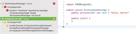 unable to access facebook ios sdk from within a custom swift package