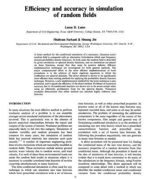 Pdf Efficiency And Accuracy In Simulation Of Random Fields