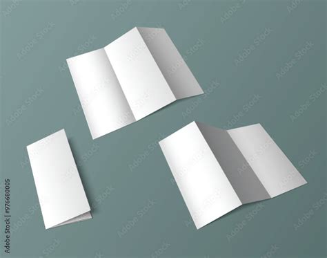 Fold Leaflet Mockup Blank Trifold Paper Template White A4 Booklet Page Design Mock Up Triple