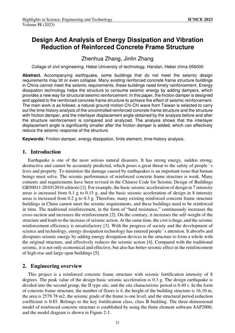 Pdf Design And Analysis Of Energy Dissipation And Vibration Reduction Of Reinforced Concrete