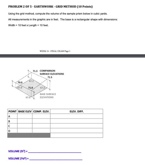 Problem 2 Of 5 Earthwork Grid Method 10 Points