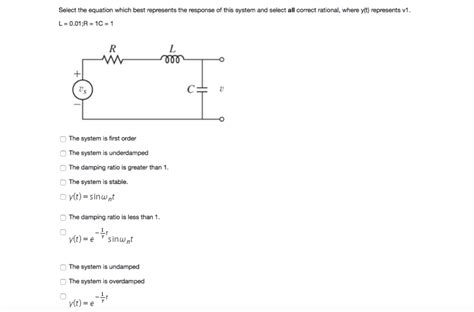 Solved The System Is Overdamped Y T é The System Has Only