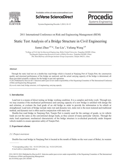 Pdf Static Test Analysis Of A Bridge Structure In Civil Engineering