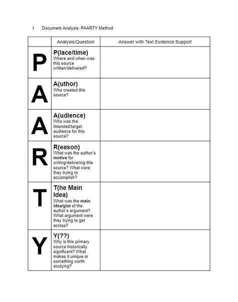 Primary Source Analysis Worksheets Independence National Historical