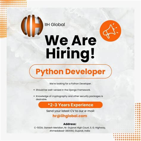 Iih Global On Linkedin Iihglobal Pythondeveloper Jobsinahmedabad