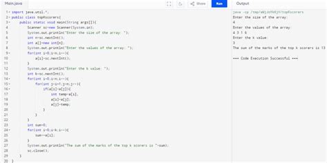 Day 99100 Write A Program To Calculate The Sum Of The Marks Of Top K
