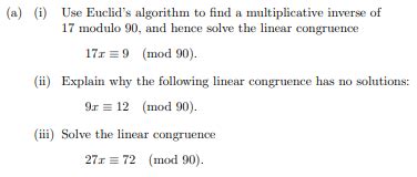Solved I Use Euclid S Algorithm To Find A Multiplicative Chegg Com