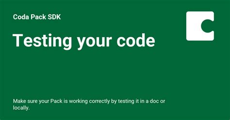 testing your code coda pack sdk