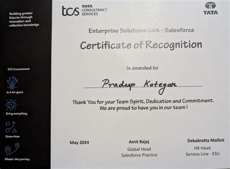 Pradeep S On Linkedin Recognition Salesforce Tcssalesforce