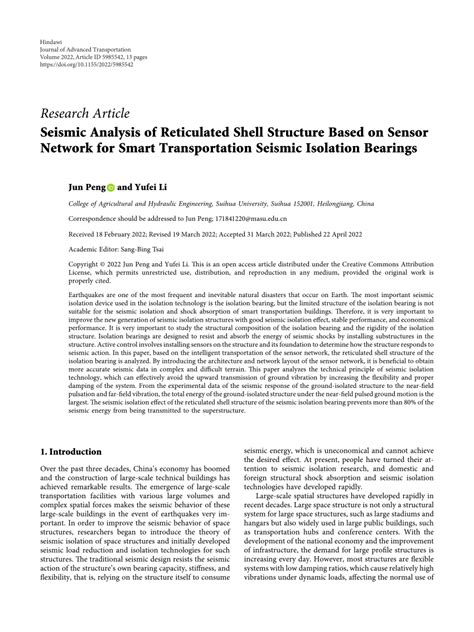 Pdf Seismic Analysis Of Reticulated Shell Structure Based On Sensor