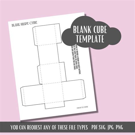 Blank Cube Template For Diy Party Decorations