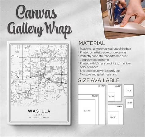 Wasilla Alaska Street Map Print Acrylic Wasilla City Map Print