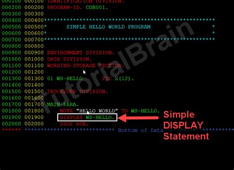 Cobol Display Statement Tutorial — Tutorialbrain