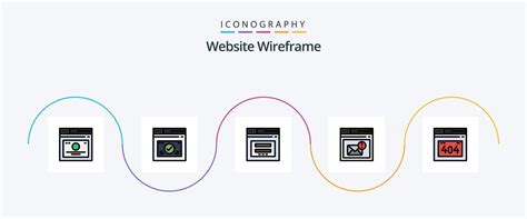 Website Wireframe Line Filled Flat 5 Icon Pack Including Page Inbox Website Browser Website