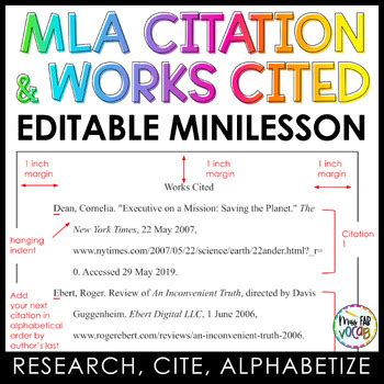 Citation Works Cited Page Minilesson By Miss Fab Vocab TPT