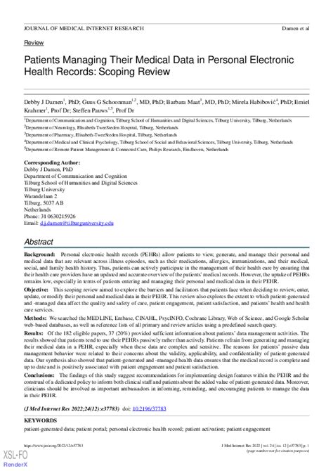 Pdf Patients Managing Their Medical Data In Personal Electronic