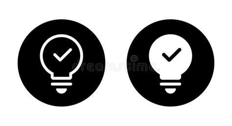 Insight Tip Button Icon Light Bulb With Check Mark Symbol Stock Insight Tip Button Icon Light Bulb With Check Mark Symbol Stock