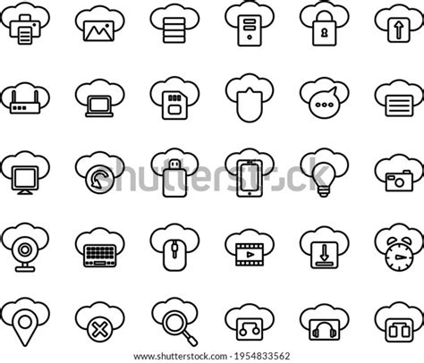 Cloud Computing Icon Set Minimalist Line Stock Vector Royalty Free Shutterstock