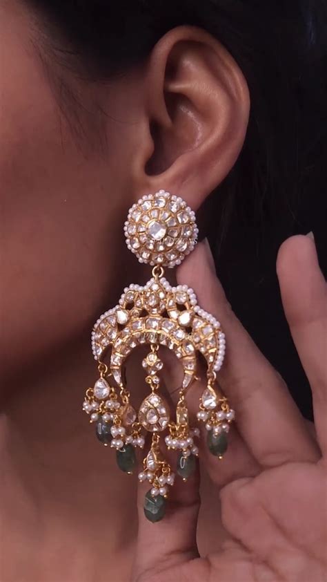 Miraaya Moissanite Polki Earring Traditional Diamond Earrings