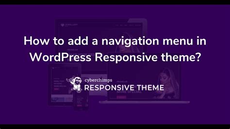 how to add a navigation menu in wordpress responsivetheme youtube
