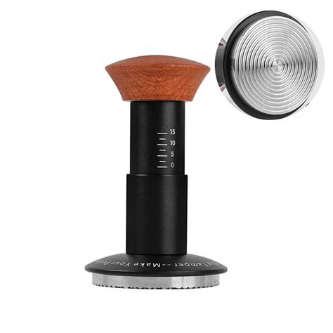 일정한 압력 커피 탬퍼 에스프레소 디스트리뷰터 스테인레스 스틸 30lbs 포스 파우더 프레스 스레드 베이스 해머 51mm 53mm 58mm