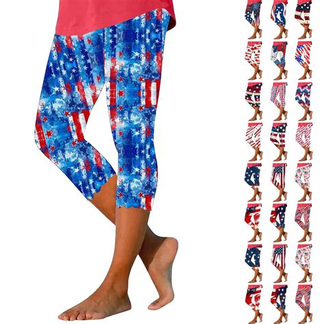 Feancey 4th Of July Womens Yoga Capris Pants High Waist Leggings