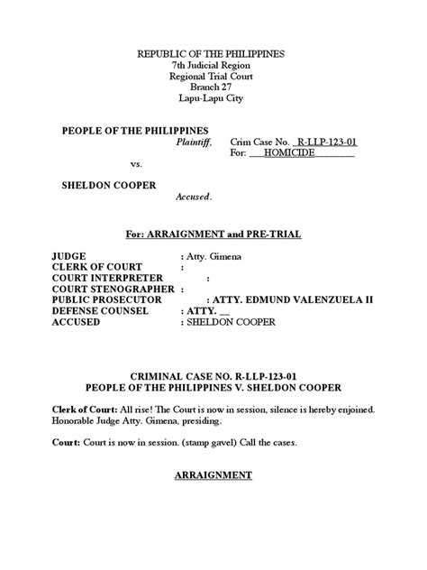 Arraignment Homicide Stenographic Notes And Script Pdf Plea