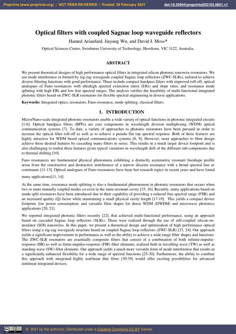 pdf optical filters with coupled sagnac loop waveguide reflectors