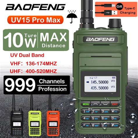 New BAOFENG UV15 Pro Max 10W Dual Band High Power CB Radio Type-C ...