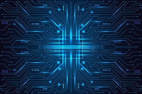Futuristic Ai Circuit Board Glowing Microchip Digital Technology Vector On Dark Blue