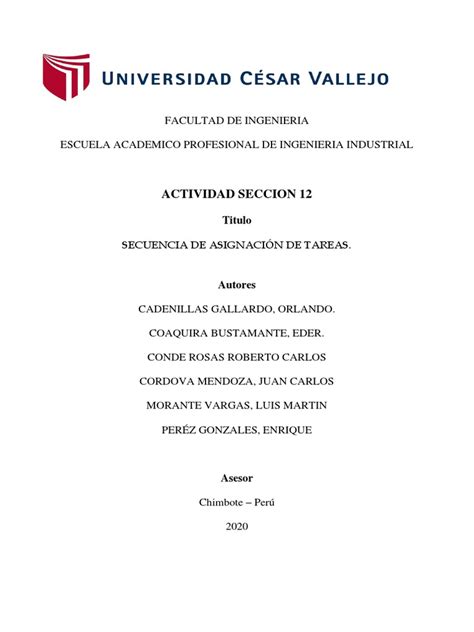 Secuencia De Asignación De Tareas Pdf Pdf Science Ciencia Y Tecnología