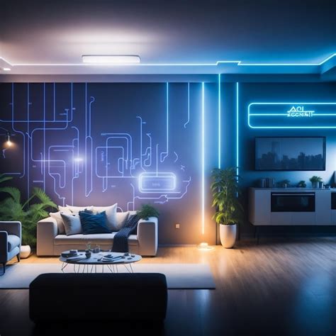 Premium Ai Image Visualize A Smart Home Environment Where Ai Controls Lighting Security And