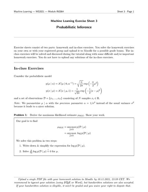 Exercise Prob Inference Solution Machine Learning Exercise Sheet Probabilistic Inference