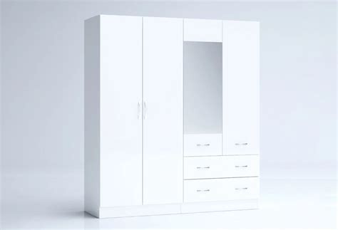 Модулен четирикрилен гардероб Аполо 1 10 Бяло гланц Мебели АРЕНА