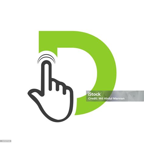 편지 D 손가락 클릭 로고 벡터 템플릿 개념 기술 기호에 대 한 개념에 대한 스톡 벡터 아트 및 기타 이미지 개념 누름