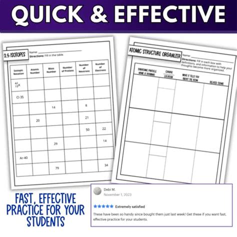 Atomic Theory And Structure Quick Practice Worksheets Chemistry Homework