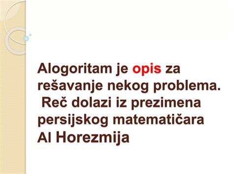 šta Je Algoritam I Programiranje Pptx