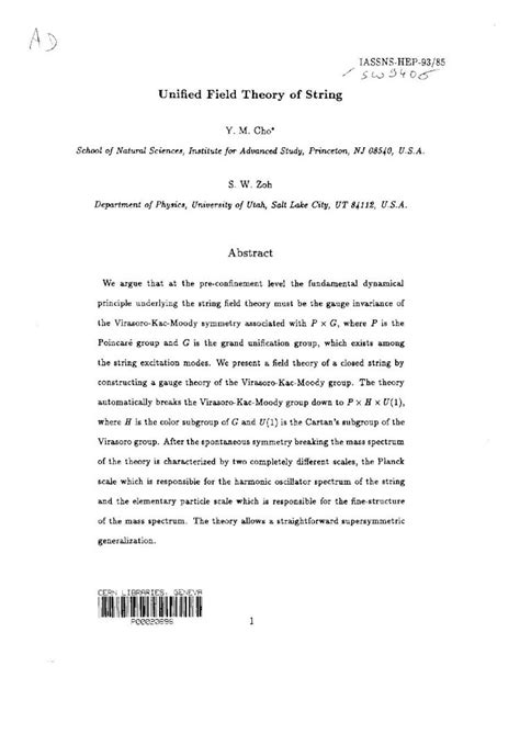 pdf unified field theory of string cerncds cern ch record 258240